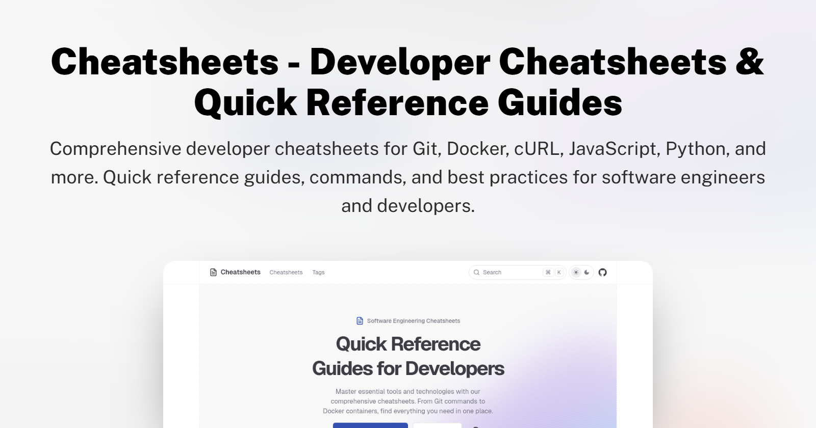 Cheatsheets - Developer Cheatsheets & Quick Reference Guides | Cheatsheets - Developer Reference